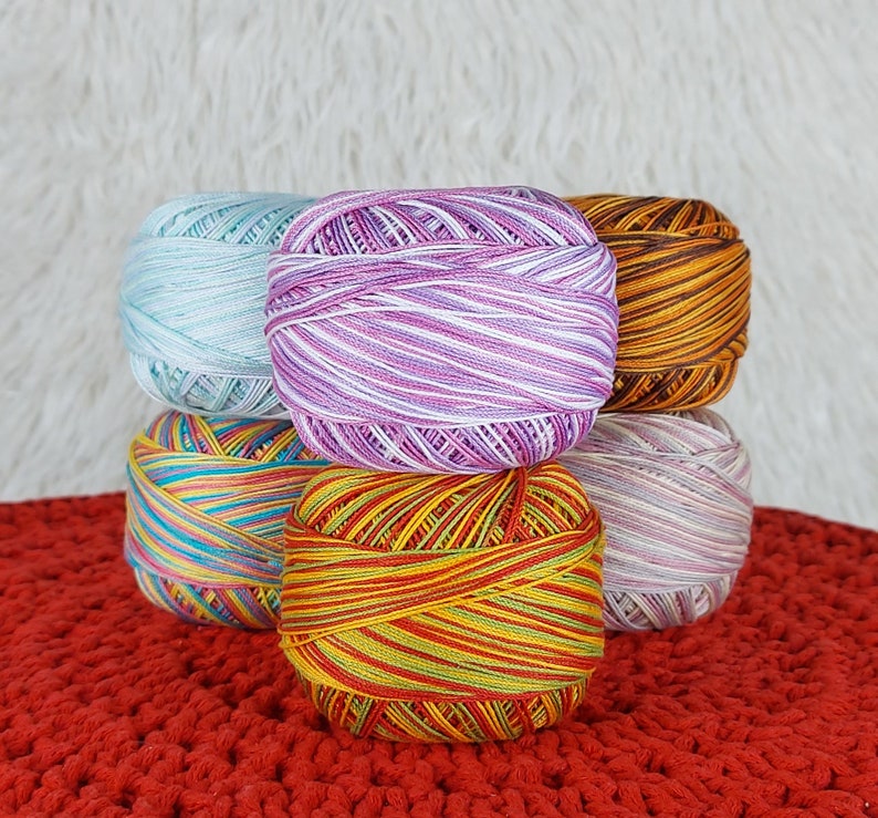 Set 6 Gradient Crochet Thread Size 10 Shaded Mercerized - Etsy
