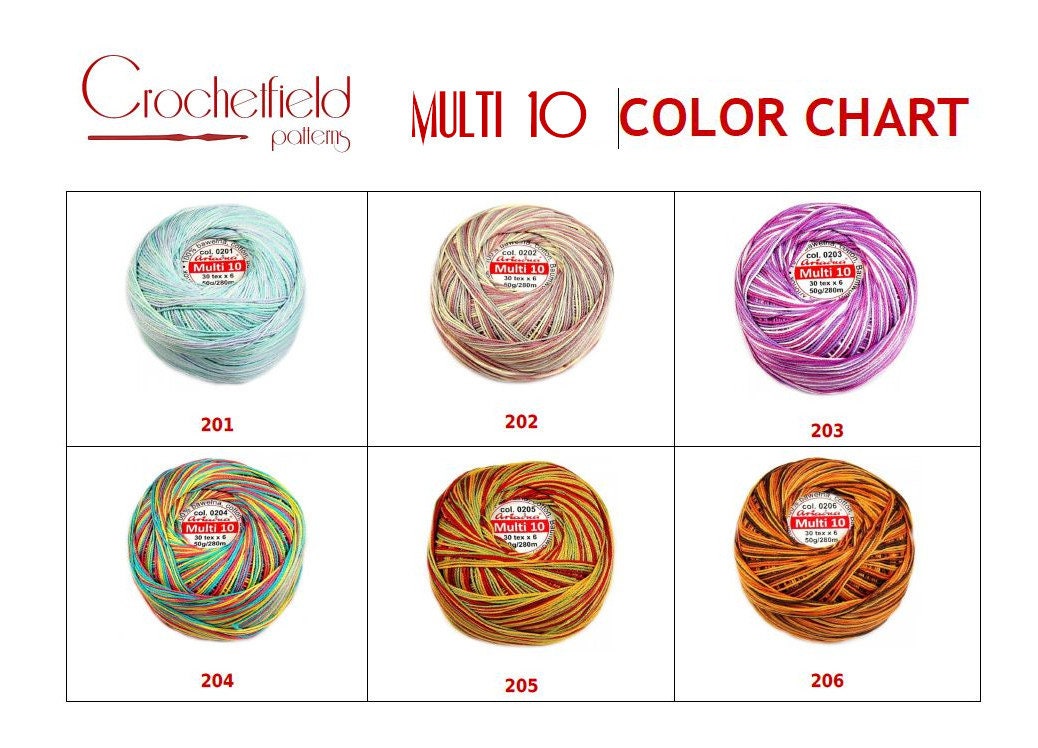 Set 6 Gradient Crochet Thread Size 10 Shaded Mercerized - Etsy