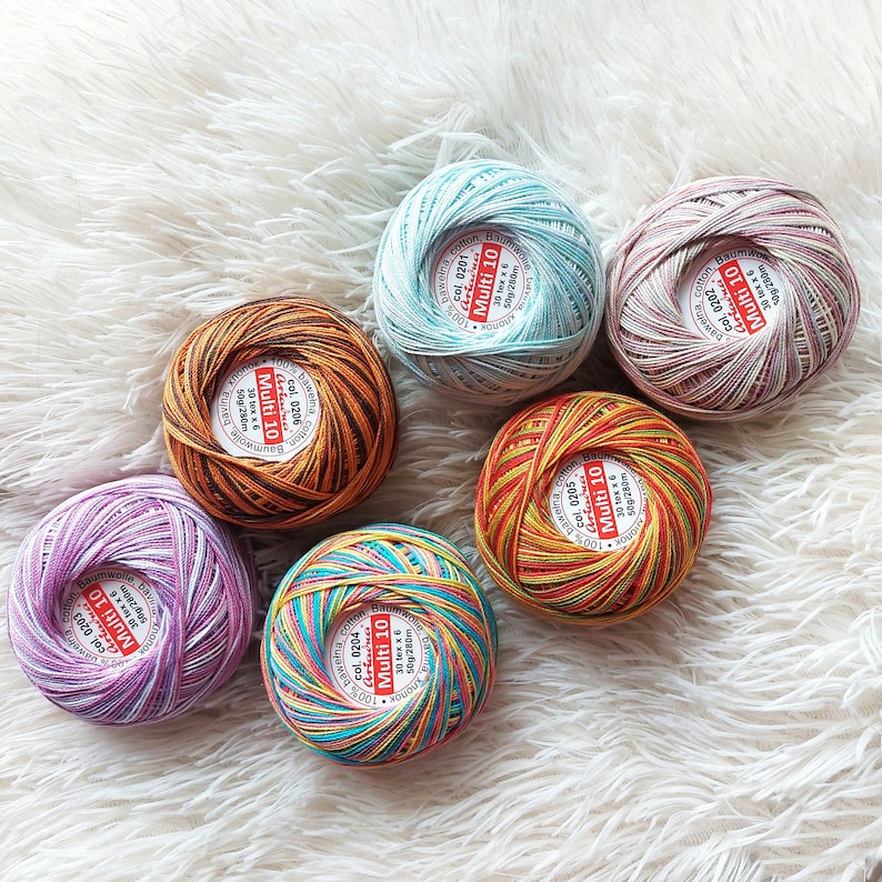 Shaded Crochet Thread Size 10, Gradient Mercerized Cotton Ball, Ombre ...