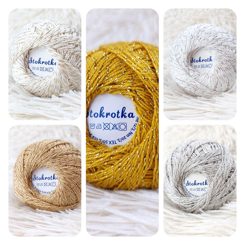 Cotton Metallic Fine Crochet Thread White Cotton Ball With - Etsy