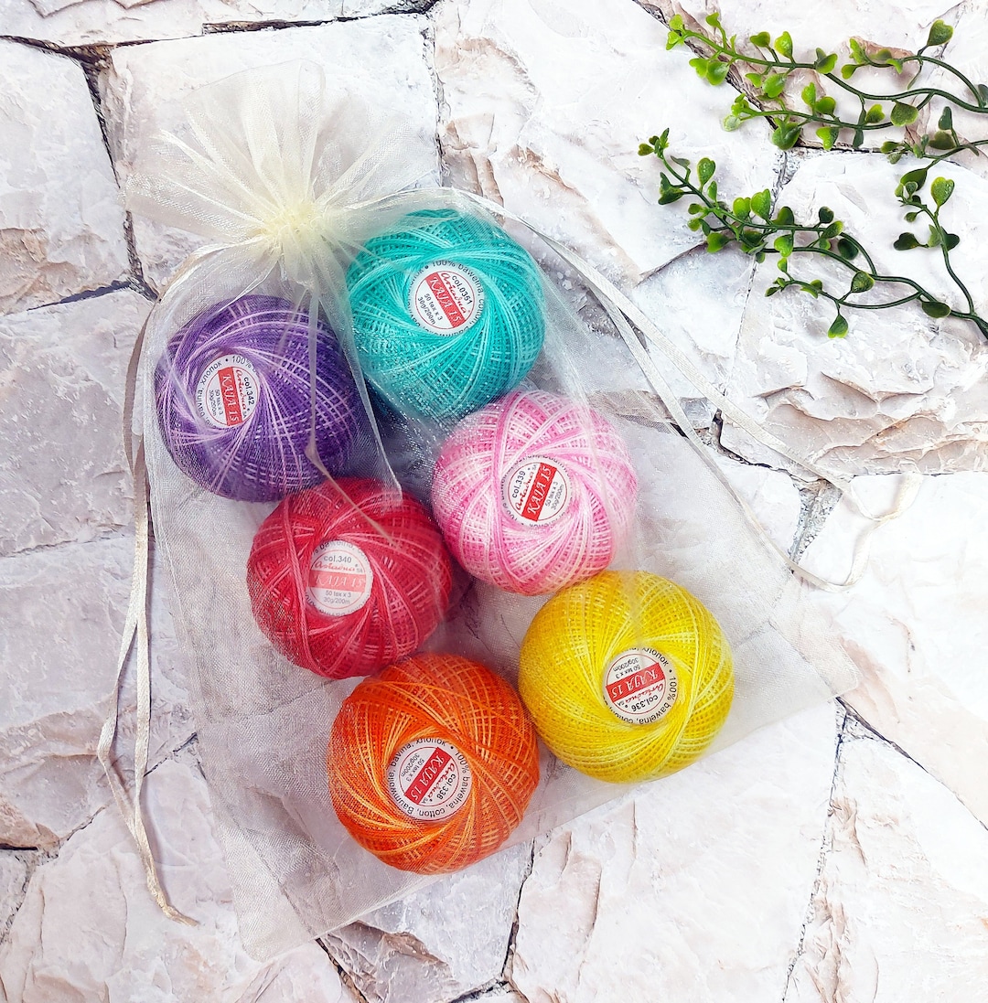 ENERGETIC Set 6 Shaded Crochet Thread Size 15, Gradient Mercerized Fine ...