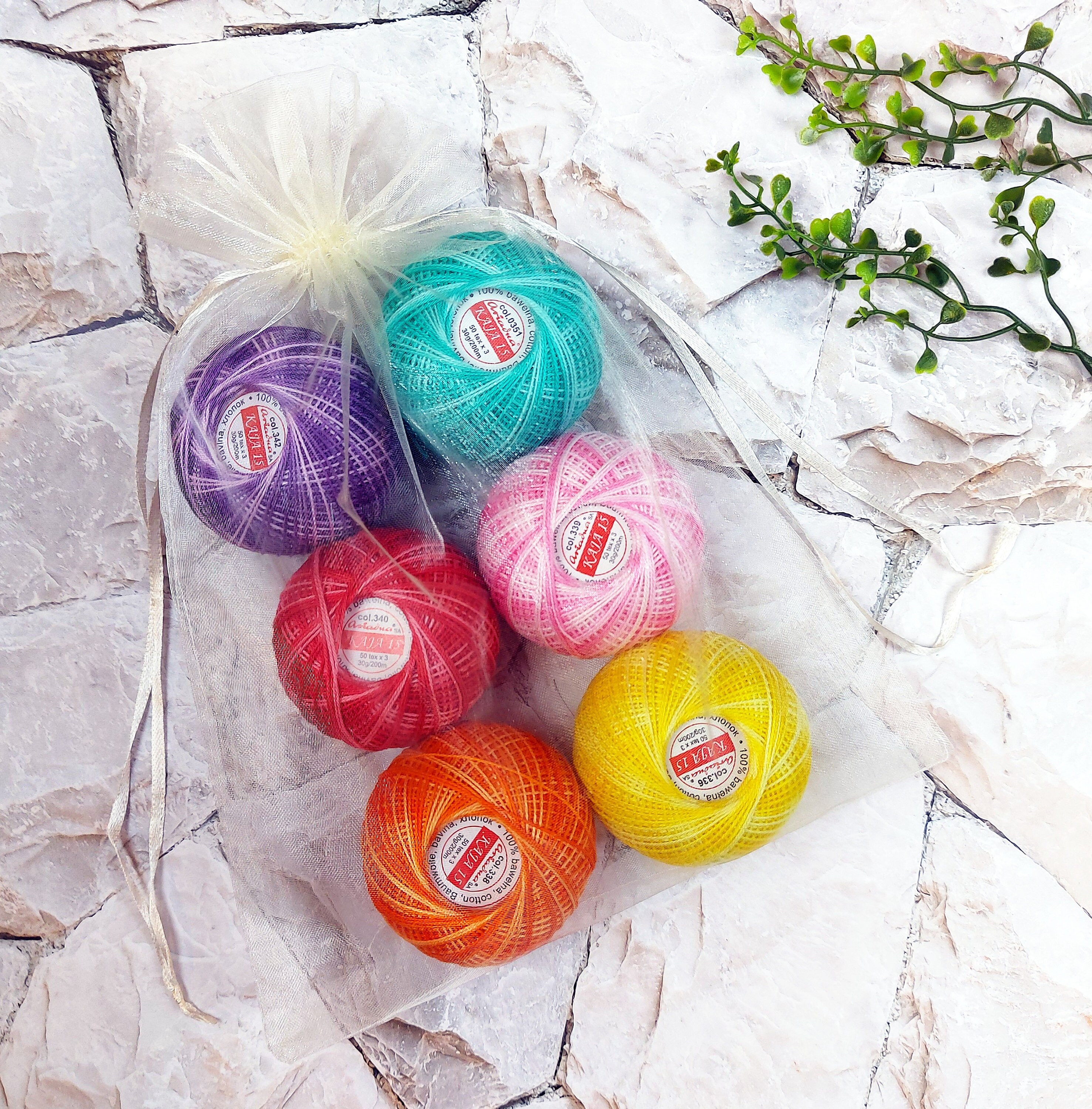 ENERGETIC Set 6 Shaded Crochet Thread Size 15, Gradient Mercerized Fine ...