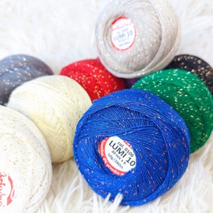 Cotton Skein With Metallic Thread LUMI 10 | Shiny & Soft - Perfect for ...