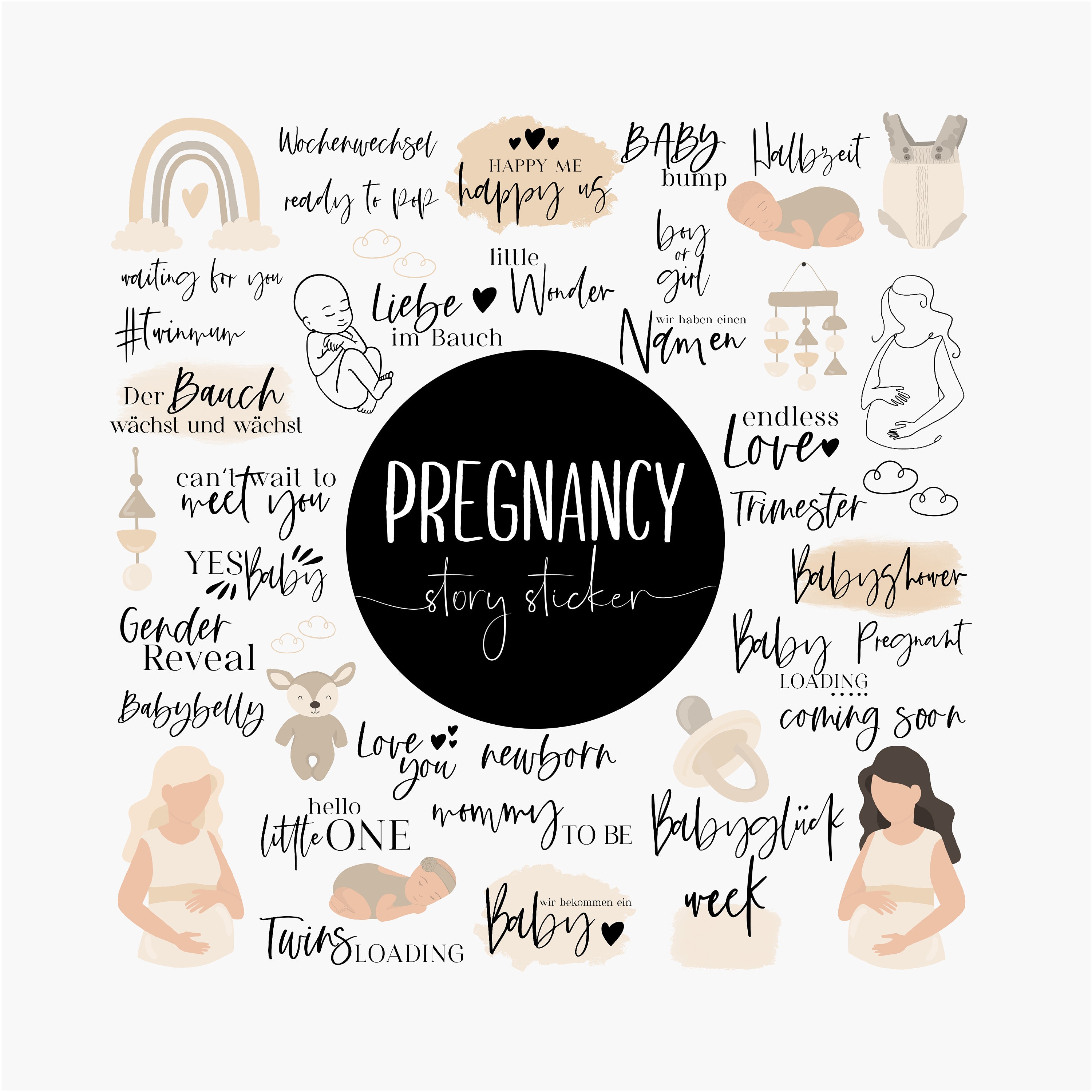 90 INSTAGRAM STORY STICKER Set Pregnancy - Etsy