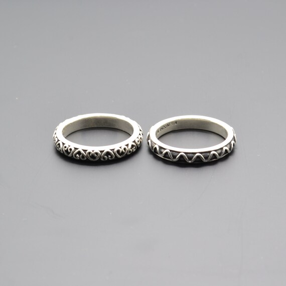 Pair of Stackable Bali Sterling Rings - Silver Band -… - Gem