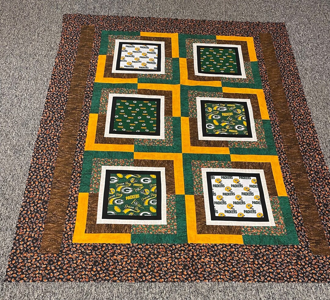 Green Bay Packers Quilt Kit Using Botanical Pattern 66 1/2 X 80 1/2 ...