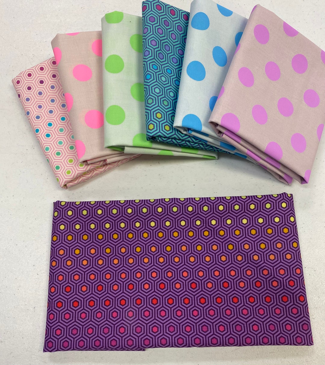 7 Half Yard Pack of Tula Pinks Pom Pom & Hexies - Etsy