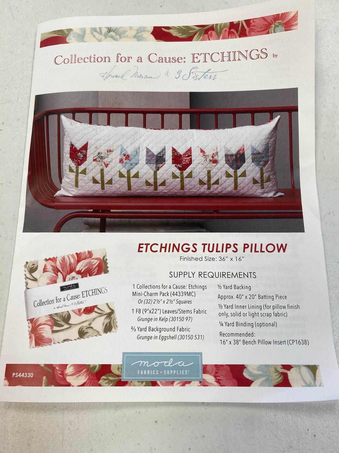 PS44330 Etchings Tulips Pillow Pattern - Etsy