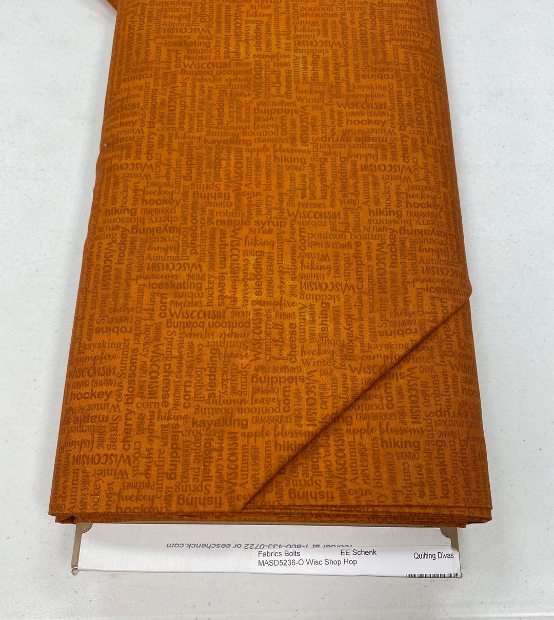 1/2 Yard Increments of MASD5236-O Wisconsin Shop Hop 2022 Words. Rust ...