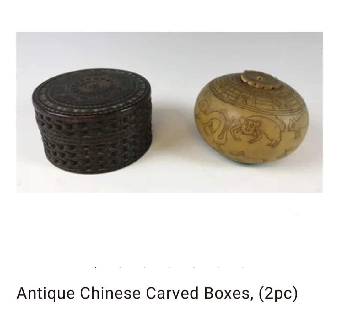 Antique Chinese Carved Boxes (2pc) - Etsy