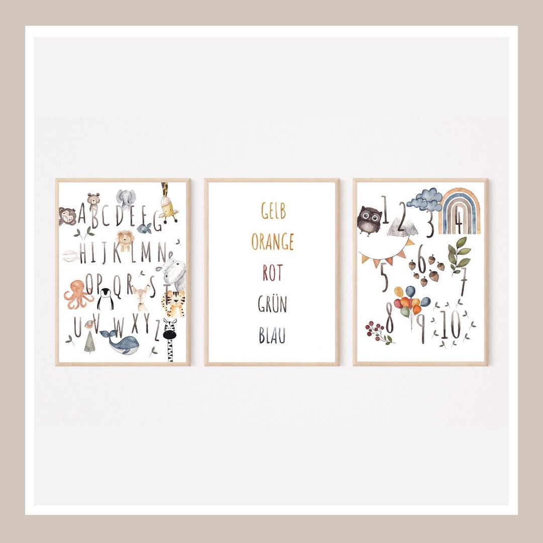 Poster Set for the Children's Room A4 ABC Poster Color - Etsy