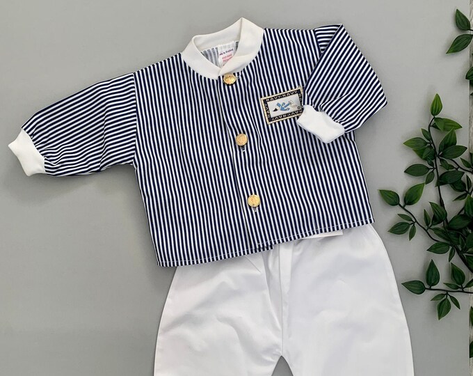 Vintage Baby Boy Nautical Set, Vintage Sailor Top and Cotton White ...