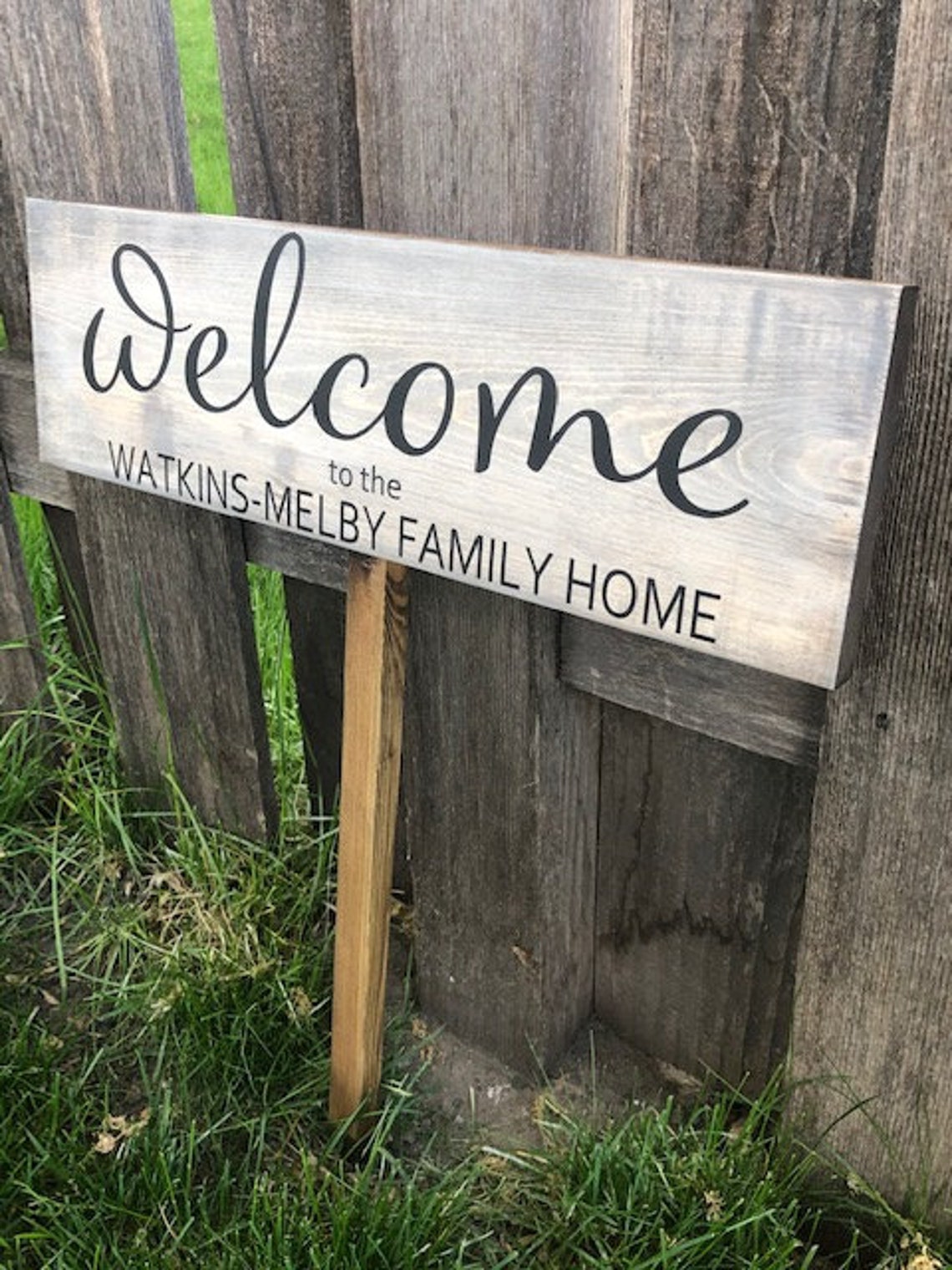 Welcome To The Last Name Family Home Yard Stake Etsy