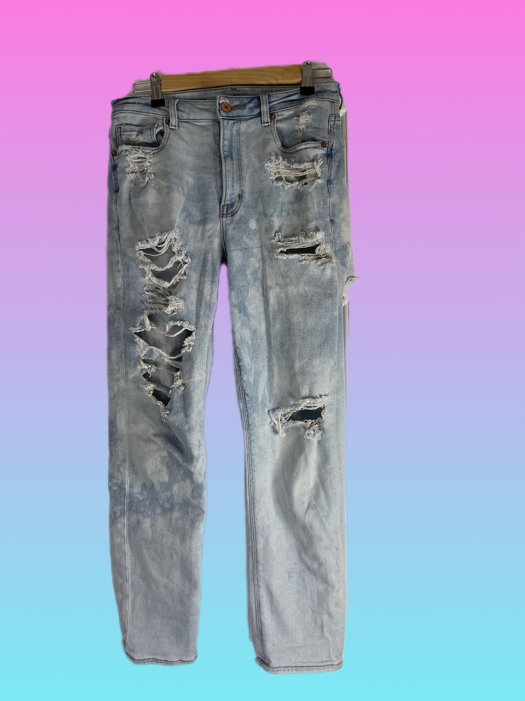 Custom Distressed Bleached Jeans - Etsy