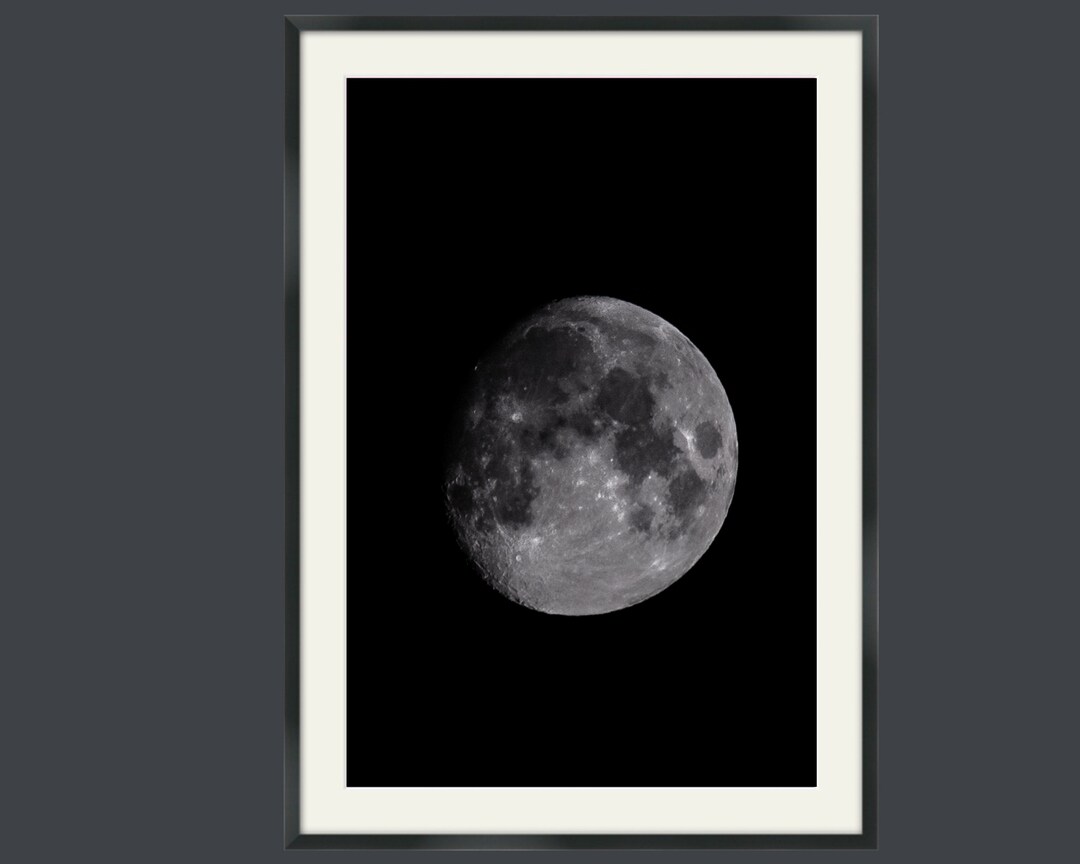 FRAMED moon print / art photography print in 12x18 / bordered print in ...