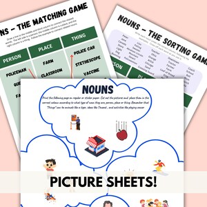 Basic Nouns Activity Pack, Types of Nouns, Noun Matching Games, Noun ...