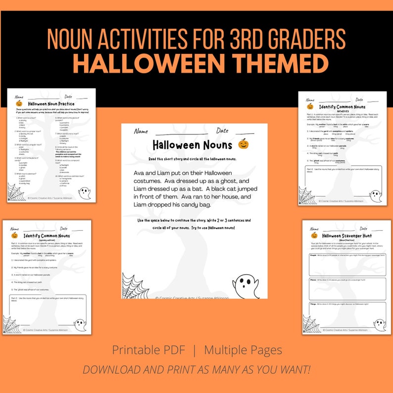 Halloween Noun Activities, Halloween Noun Printables, Noun Activity ...