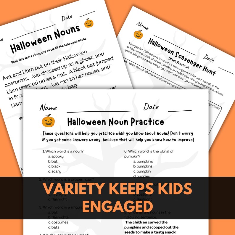 Halloween Noun Activities, Halloween Noun Printables, Noun Activity ...
