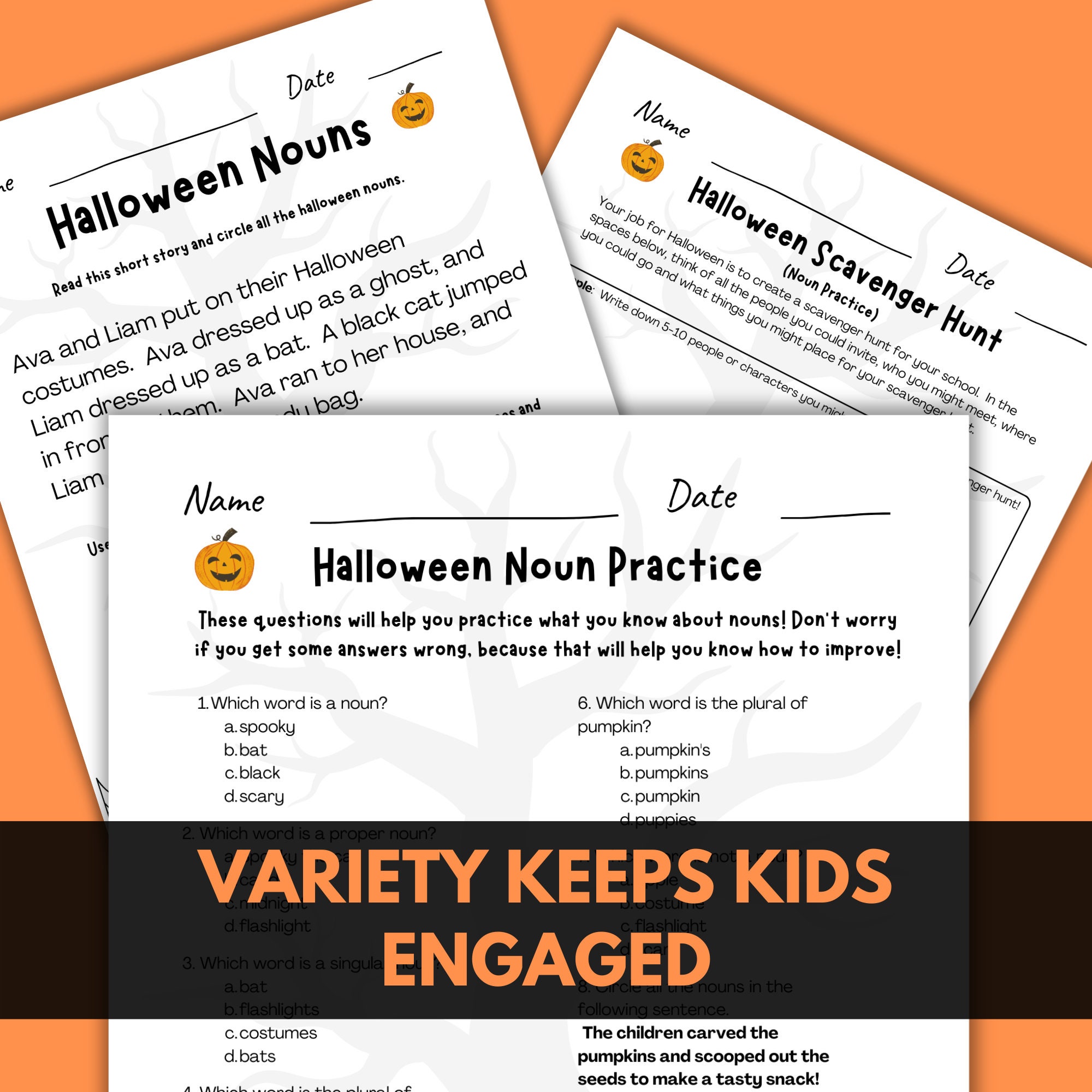 Halloween Noun Activities, Halloween Noun Printables, Noun Activity ...
