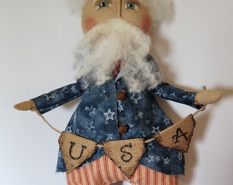 Primitive Farmhouse Folk Art Uncle Sam - Etsy
