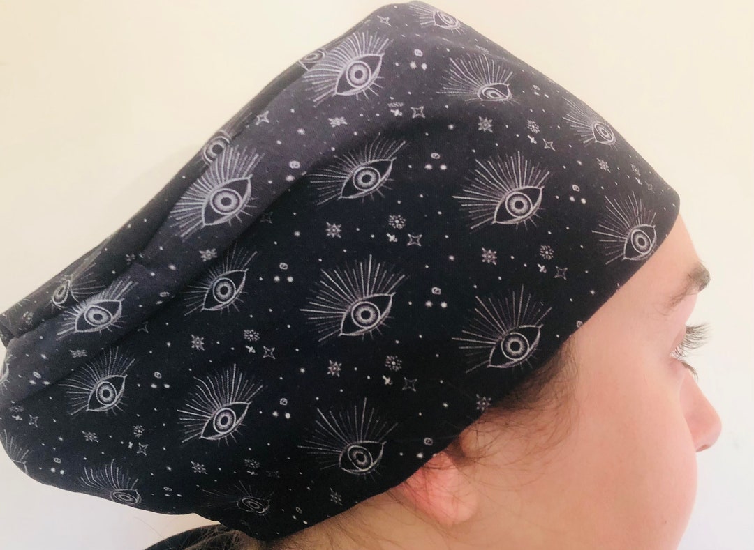 Black Lucky Eye Scrub Hat: Medical, Nurse, Vet Cotton Hat - Etsy