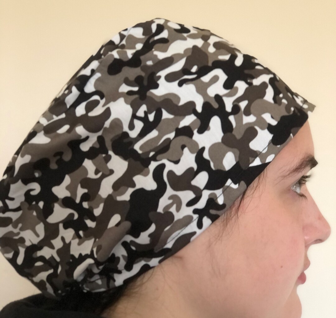 Theatre Scrub Hats and Caps Black/grey Blue Camouflage Print ...