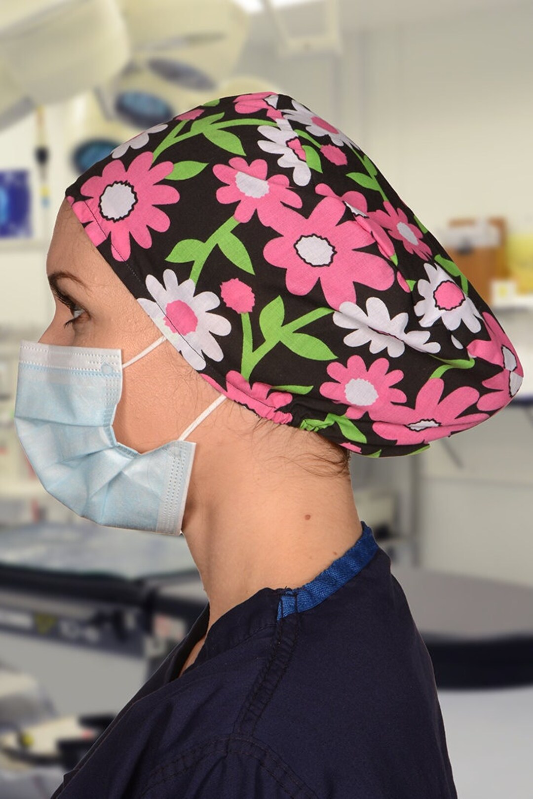 Surgical Theatre Scrub Hats Pink Daisy Print Surgical Medical - Etsy