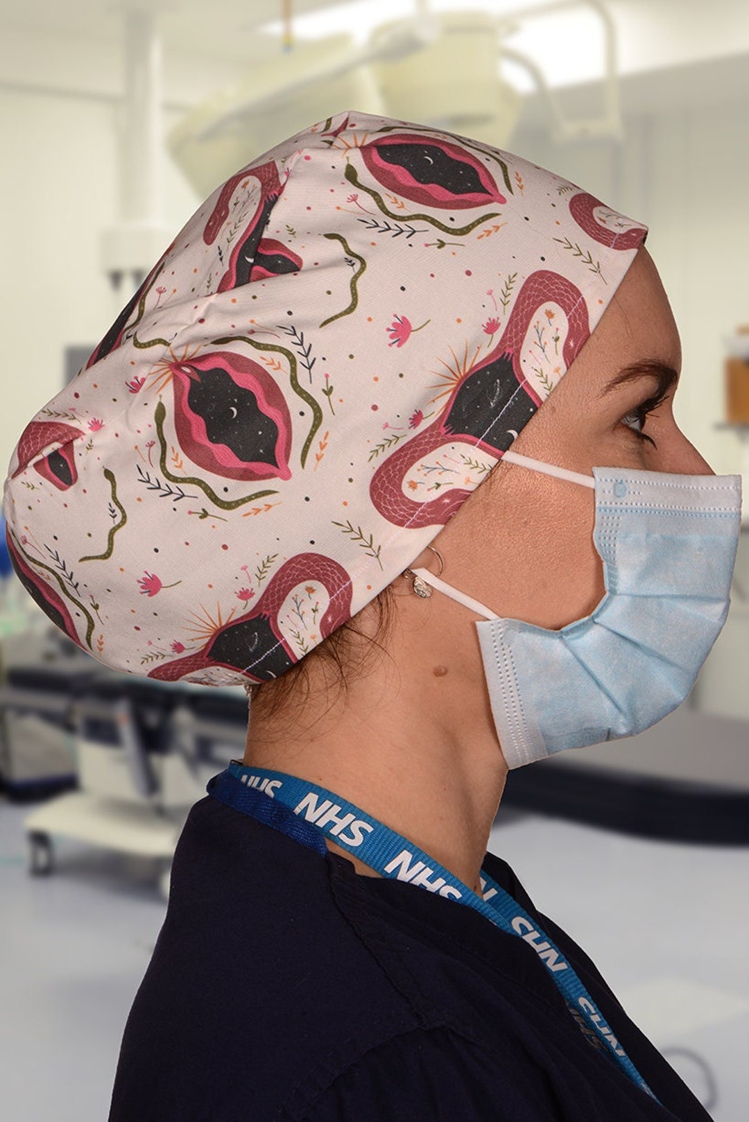 Cosmic Uterus Print Scrub Hat, Medical Tieback Cap - Etsy