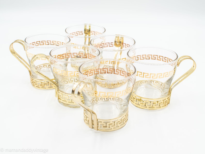 Gold Greek Key Coffee Cups by Libbey Glass Set of 6 in Original Box - Etsy