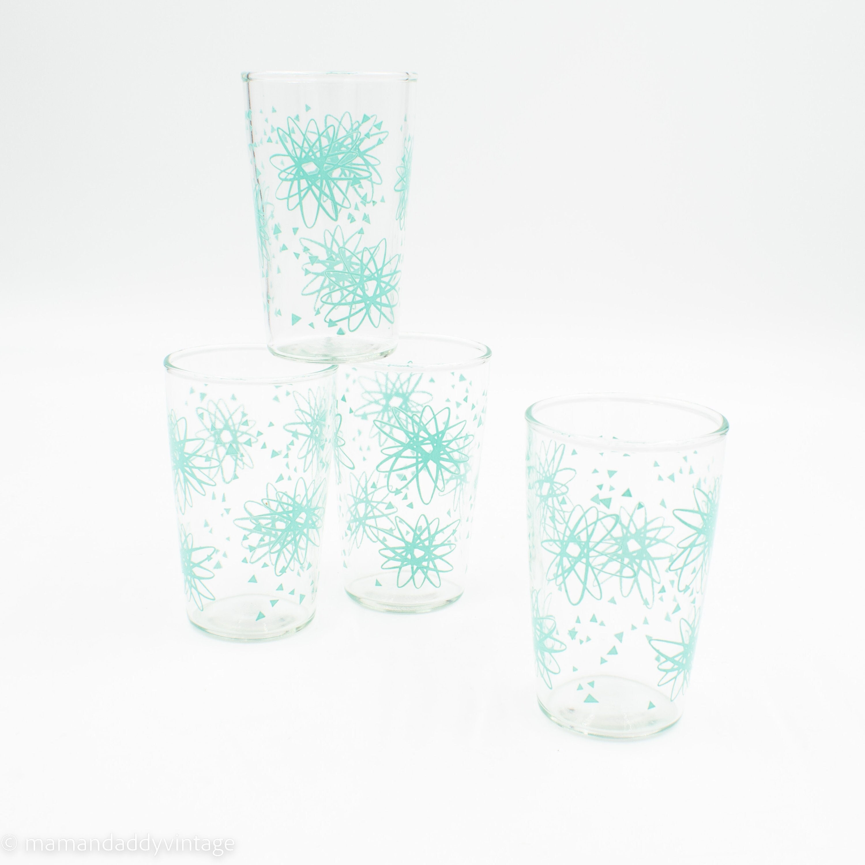 Teal Atomic Juice Glasses by Anchor Hocking Set of 4 in Original ...