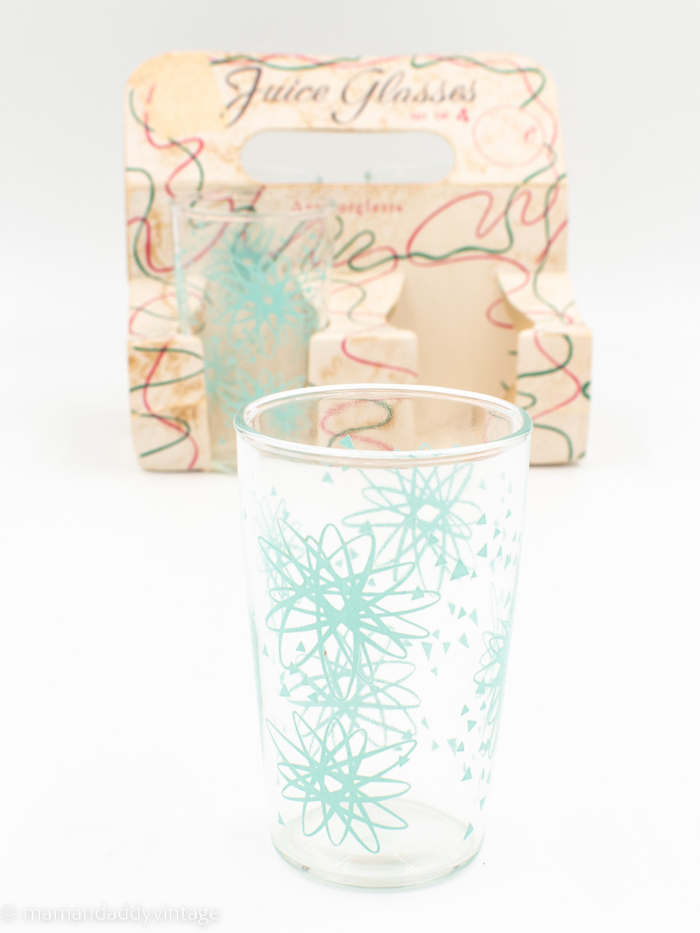 Teal Atomic Juice Glasses by Anchor Hocking Set of 4 in Original ...