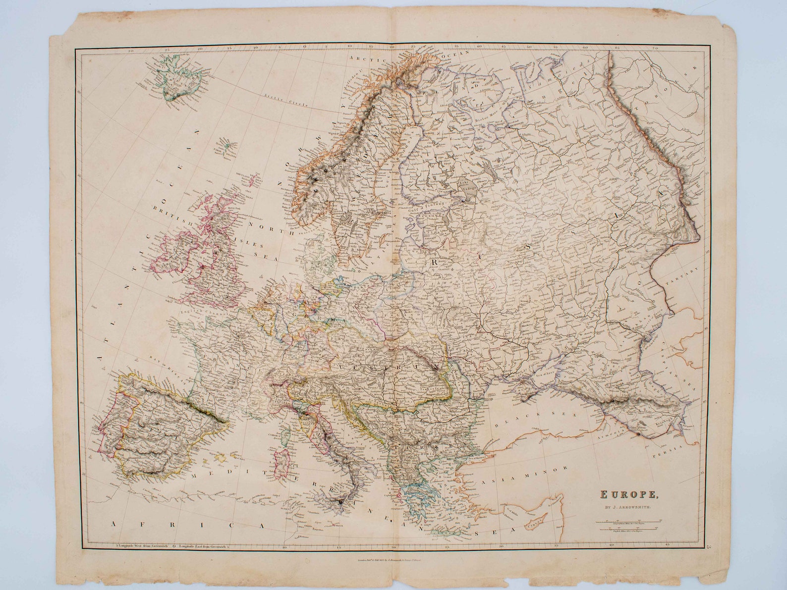 1832 J. Arrowsmith Map of Europe - Etsy.de