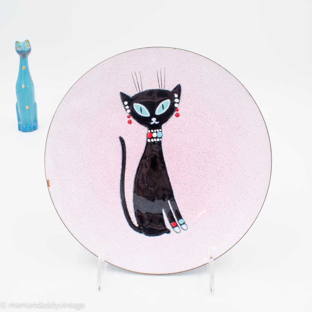 Kit Kat Hipster Cat Enamel Plate by Lily Alexander - Etsy