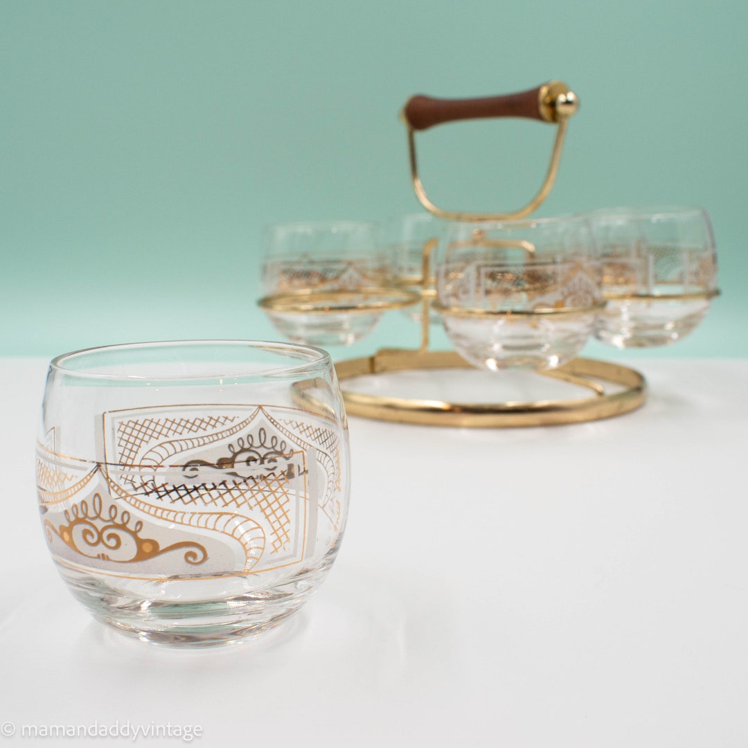 Golden Fred Press Roly Poly Glassware With Caddy - Set of 6 - Etsy