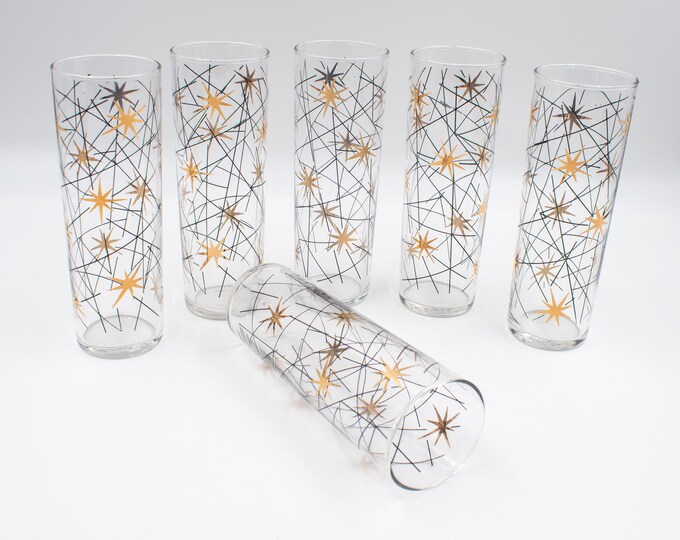 Libbey Black and Gold Galaxy Zombie Glasses Set of 6 - Etsy