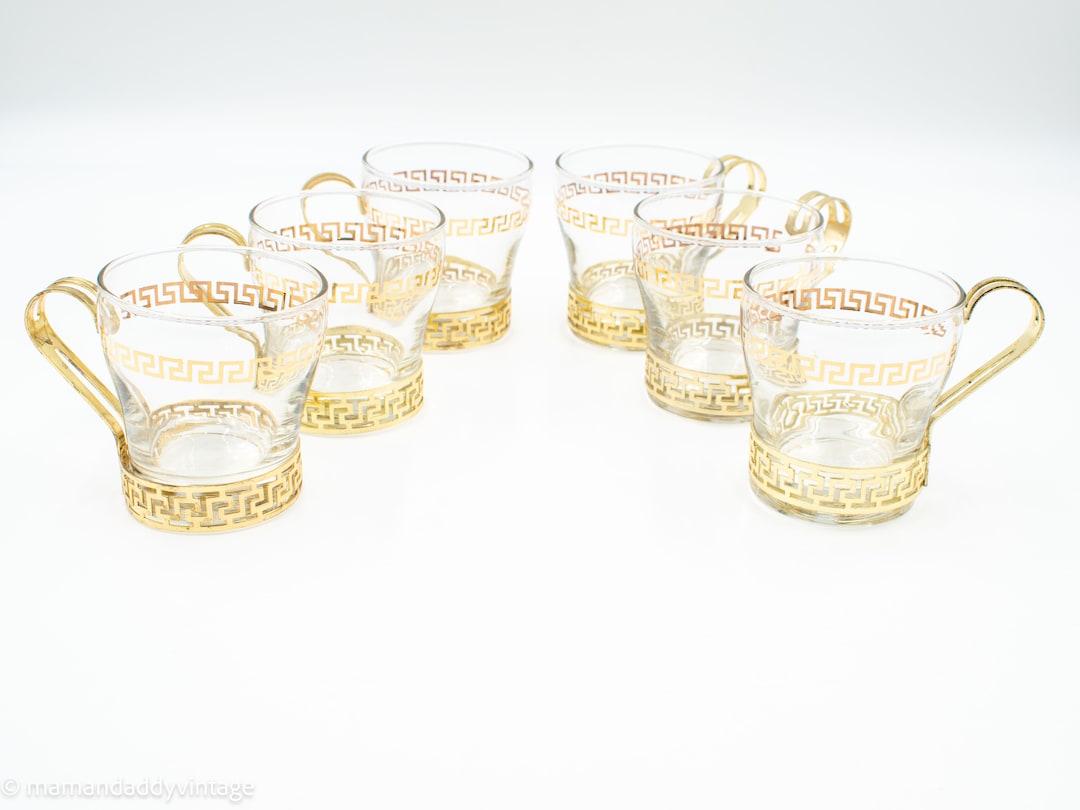 Gold Greek Key Coffee Cups by Libbey Glass Set of 6 in Original Box - Etsy