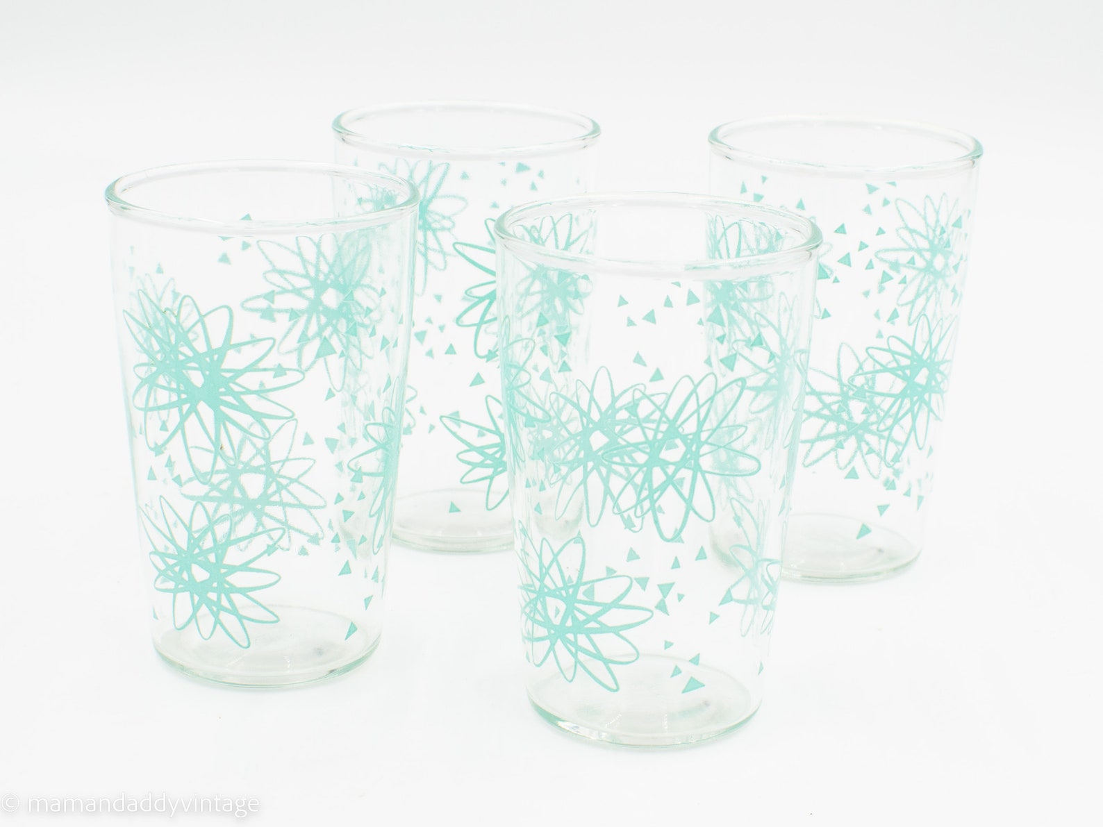Teal Atomic Juice Glasses by Anchor Hocking Set of 4 in - Etsy