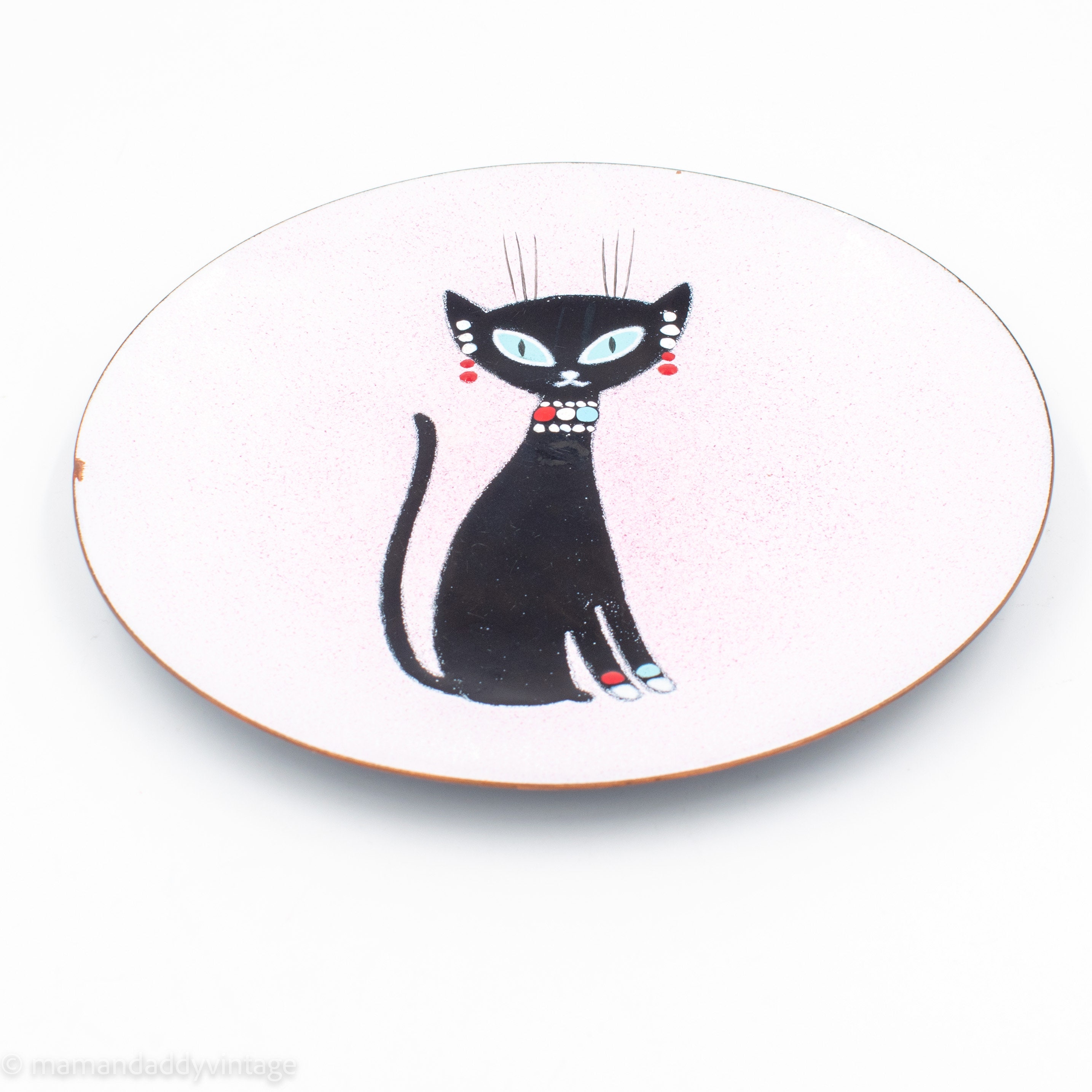 Kit Kat Hipster Cat Enamel Plate by Lily Alexander - Etsy