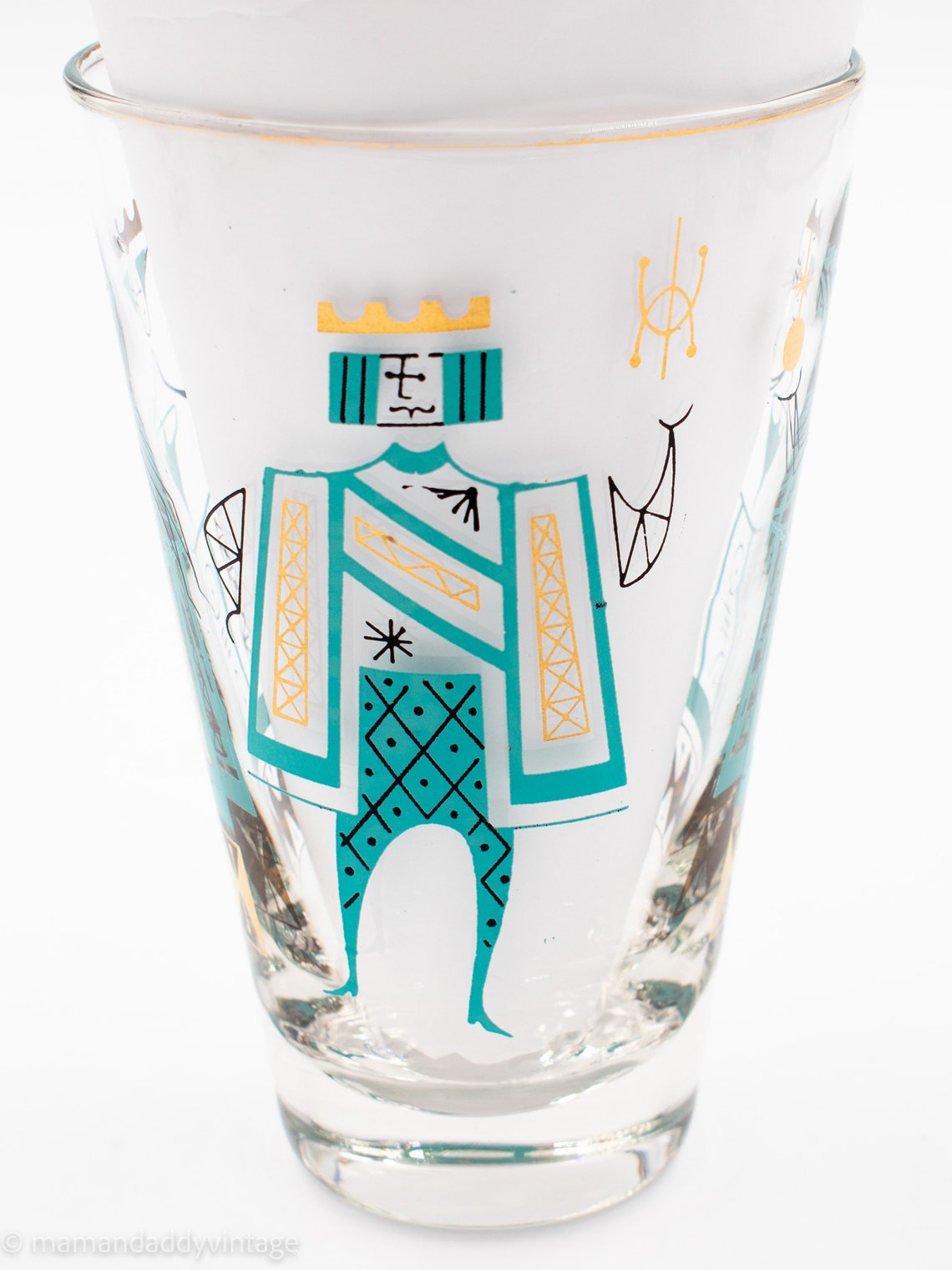 Libbey Monte Carlo Tumblers in Gold and Turquoise Set of 6 | Etsy