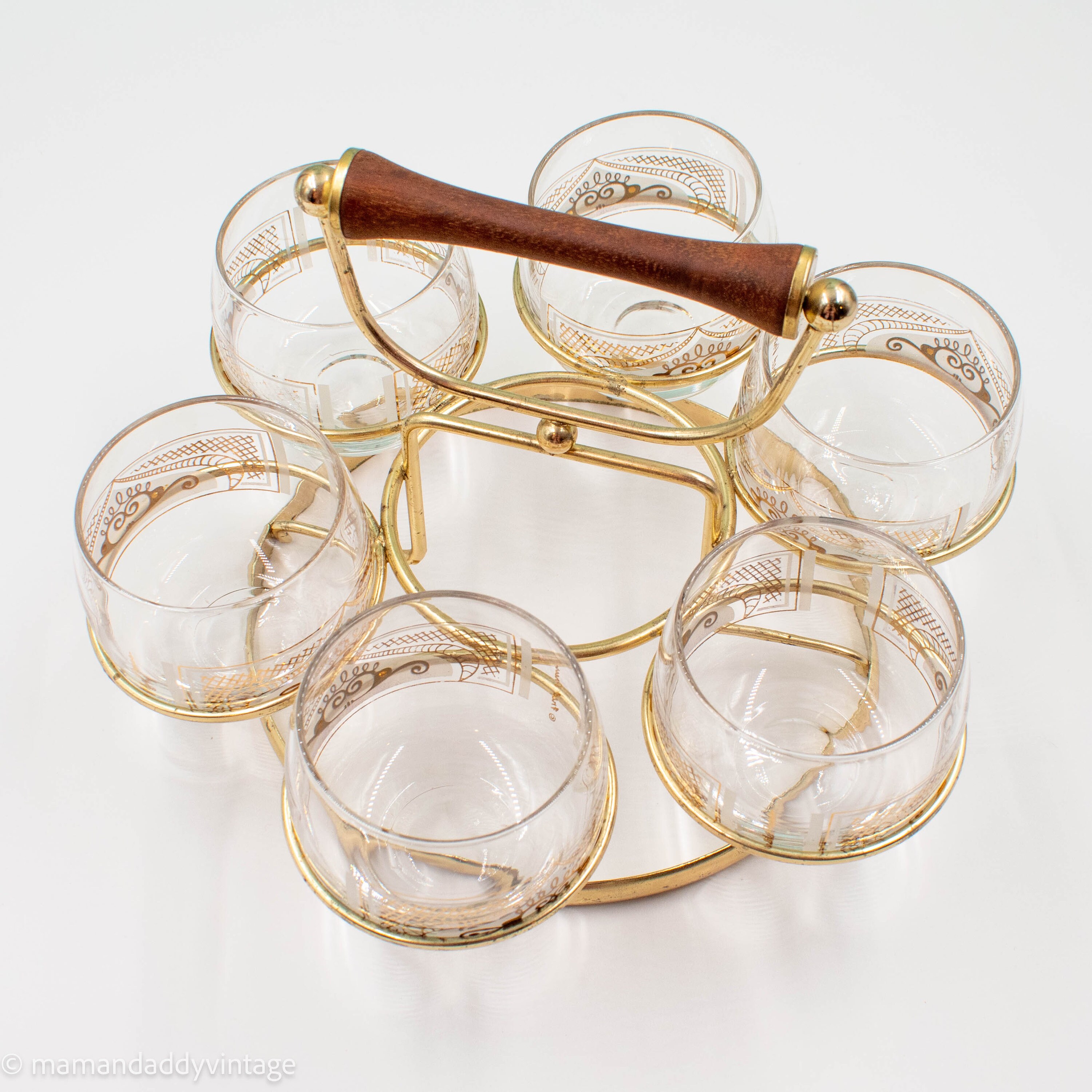 Golden Fred Press Roly Poly Glassware With Caddy Set of 6 - Etsy