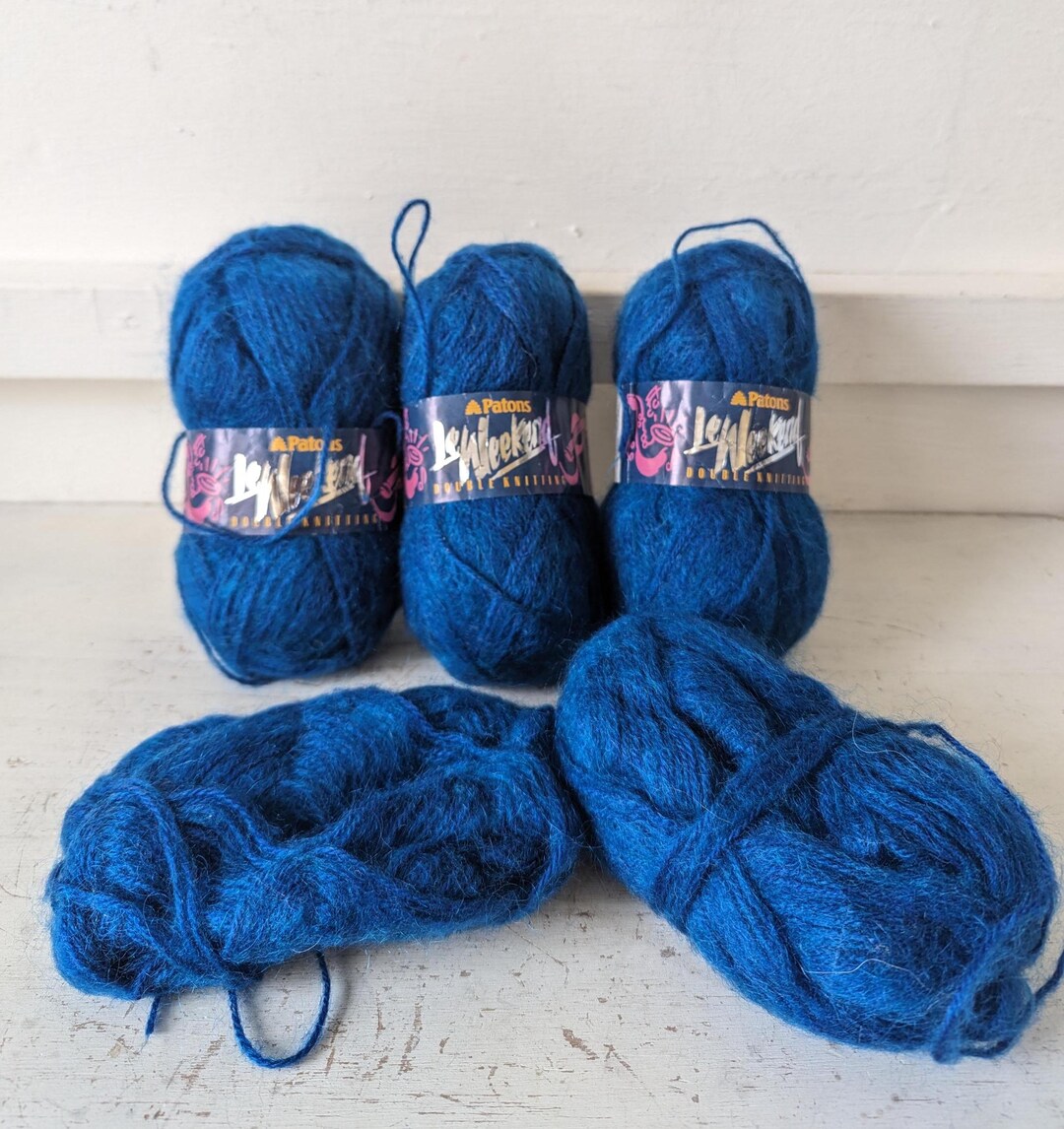 Le Weekend Patons Vintage Blue Yarn Bundle Acrylic/mohair Blend Made in ...