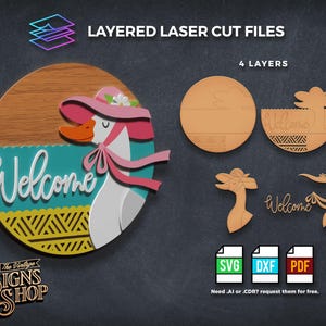 Welcome Goose Door Hanger SVG: Laser Cut File - Etsy