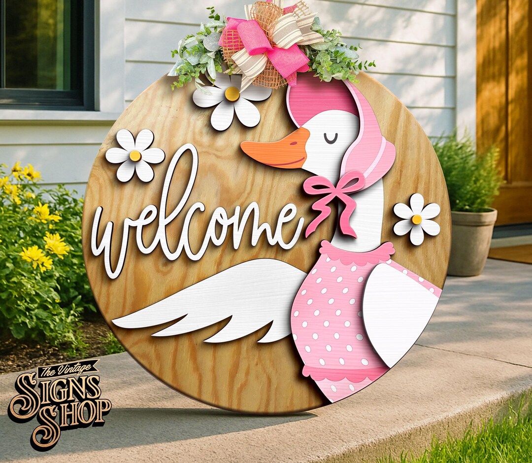 Welcome Goose Lady Door Hanger SVG Laser Cut File: Funny Porch Sign - Etsy