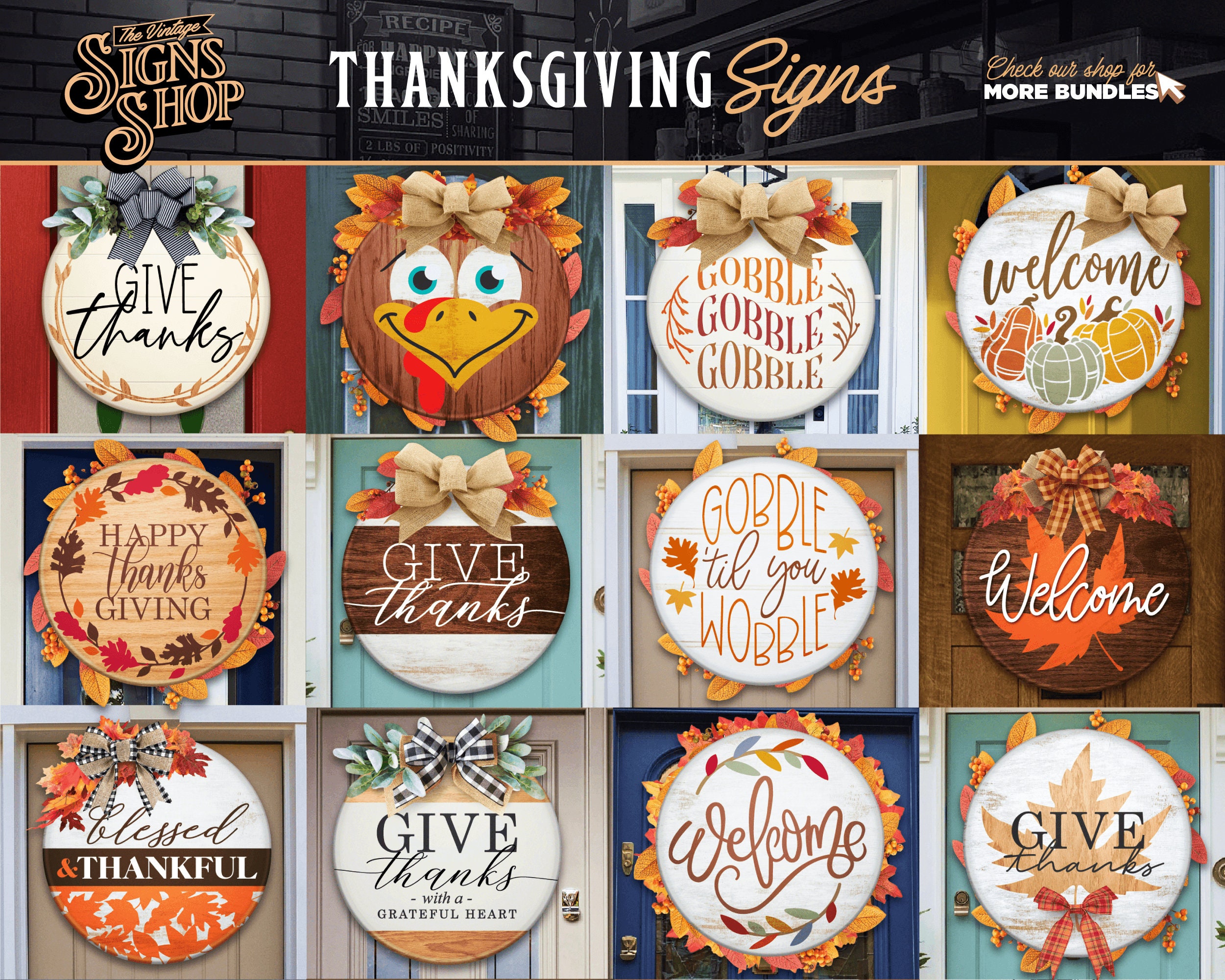 Thanksgiving Round Sign Bundle: 25 SVG Designs (digital Download) - Etsy