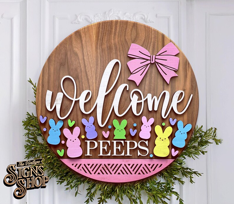 Welcome Peeps Door Hanger SVG: Easter Laser Cut File - Etsy