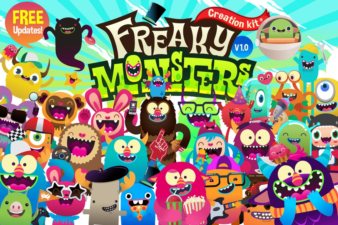 Freaky Monster Creation Kit (illustrator Vectors) - Etsy