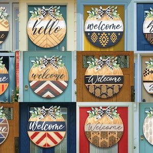 25 Boho Welcome Sign SVG Bundle: Geometric Door Hanger (digital) - Etsy
