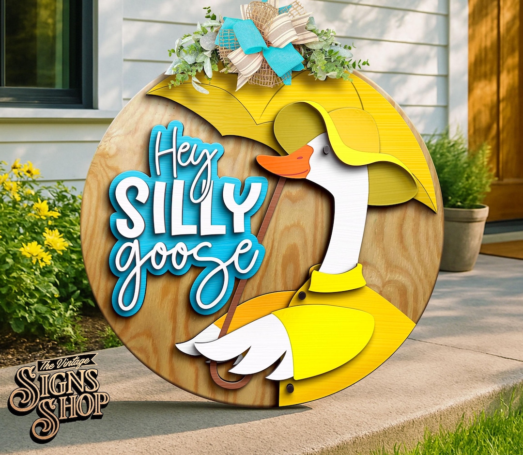 Goose Door Hanger SVG: Funny Raincoat Porch Sign Laser Cut File - Etsy