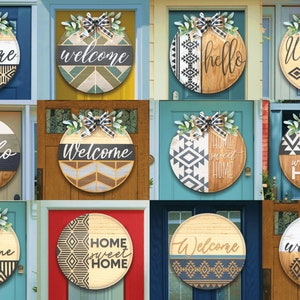 25 Boho Welcome Sign SVG Bundle: Geometric Door Hanger (digital) - Etsy