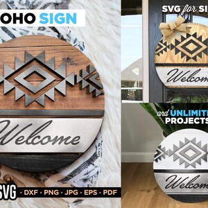 25 Boho Welcome Sign SVG Bundle: Geometric Door Hanger (digital) - Etsy